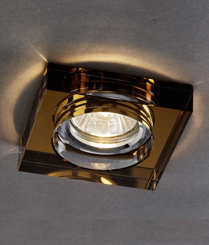 Square Crystal Glass Downlight with Deep Recessed Lamp