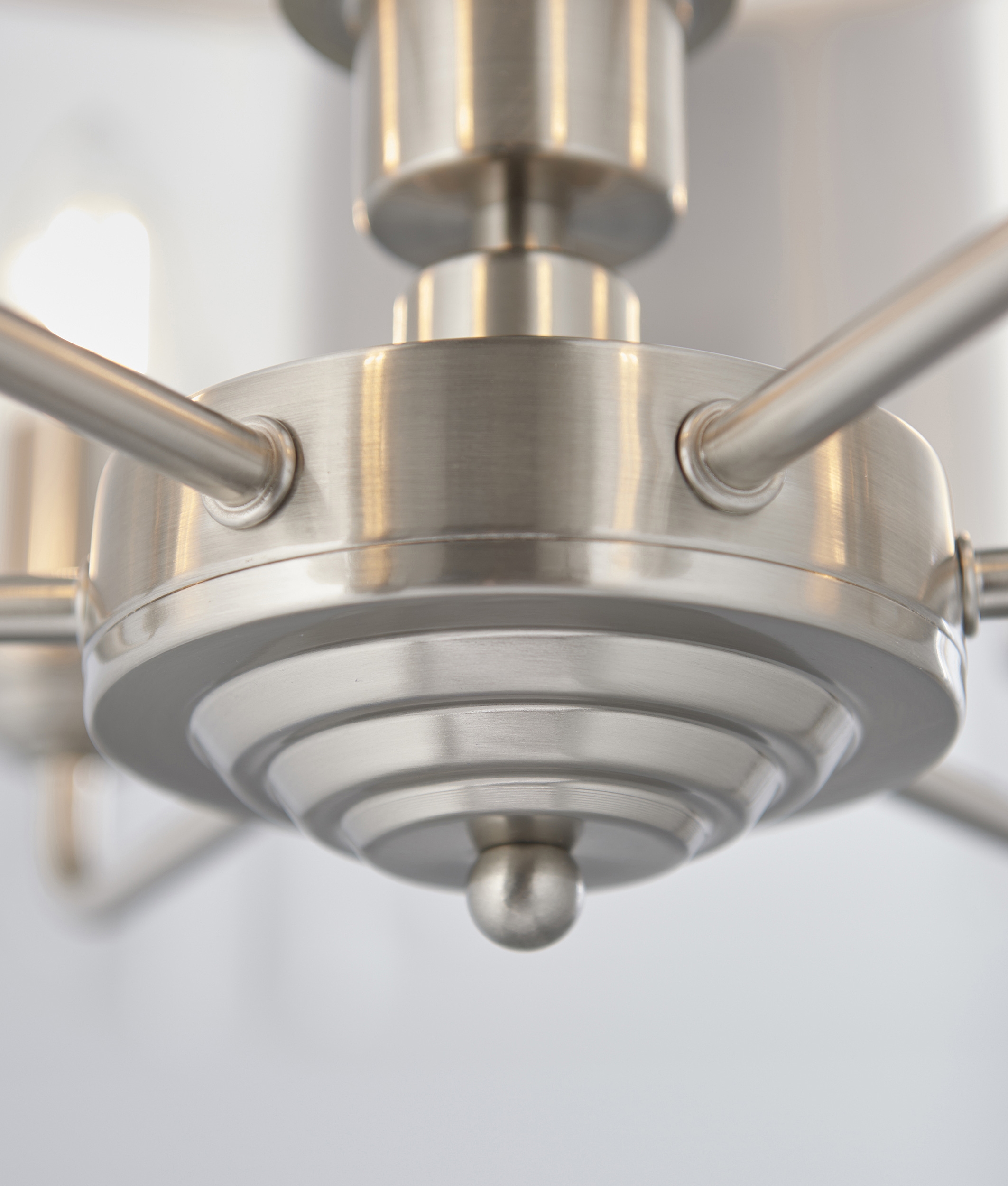 Classic 6 Light Brushed Chrome Chandelier with Large Drum Shade