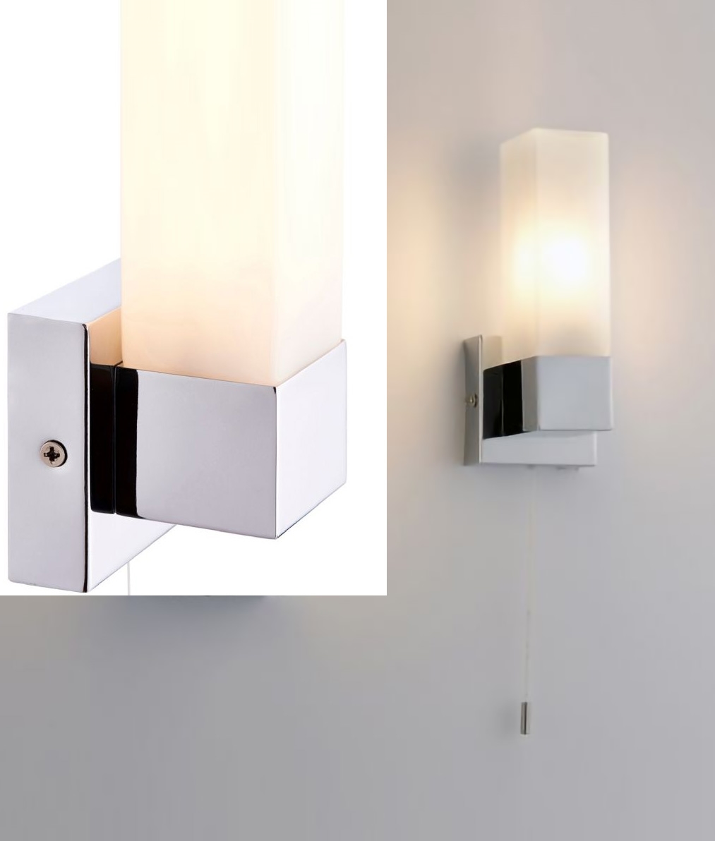 Chrome and Opal Glass Bathroom Wall Light
