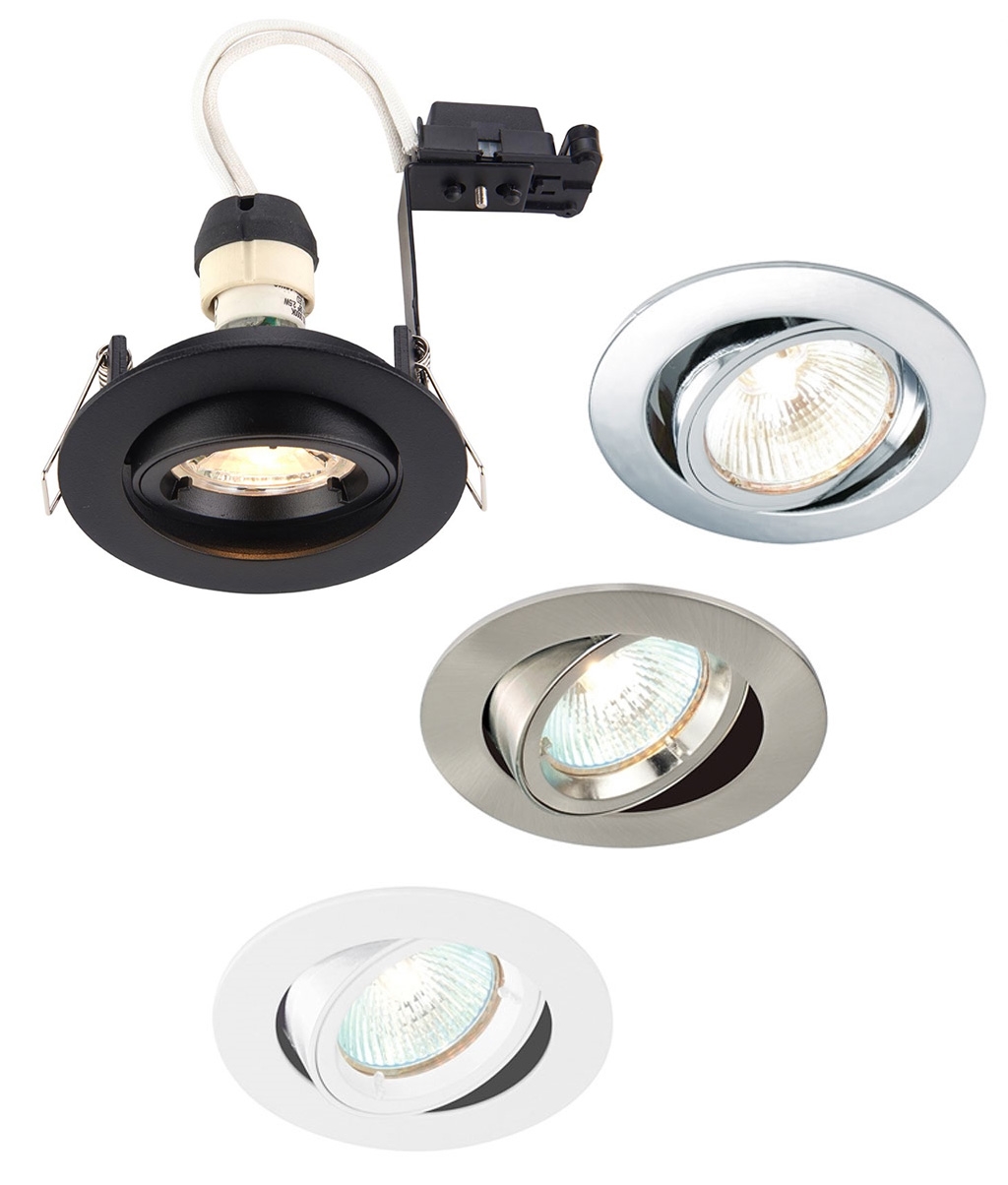Mains Adjustable Tilt Downlight in Chrome, Black, White or Satin Nickel ...