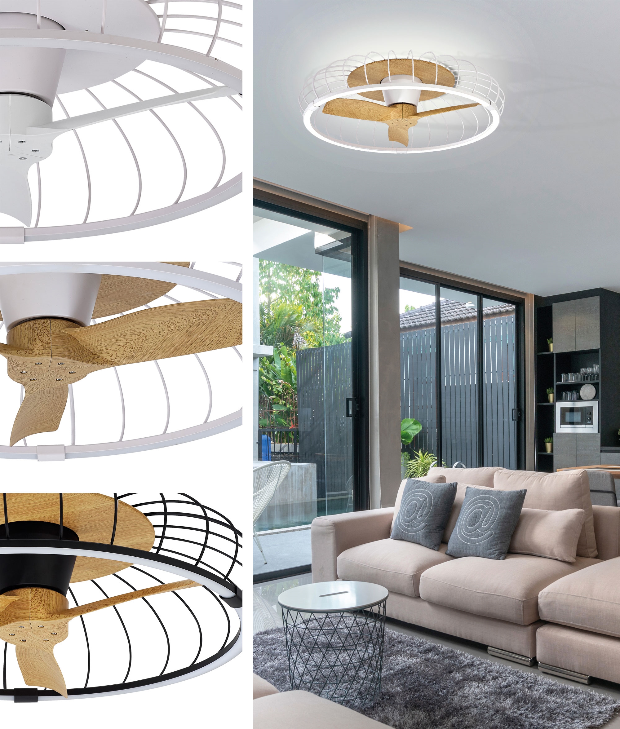 Caged Ceiling Fan with LED - 3 Options
