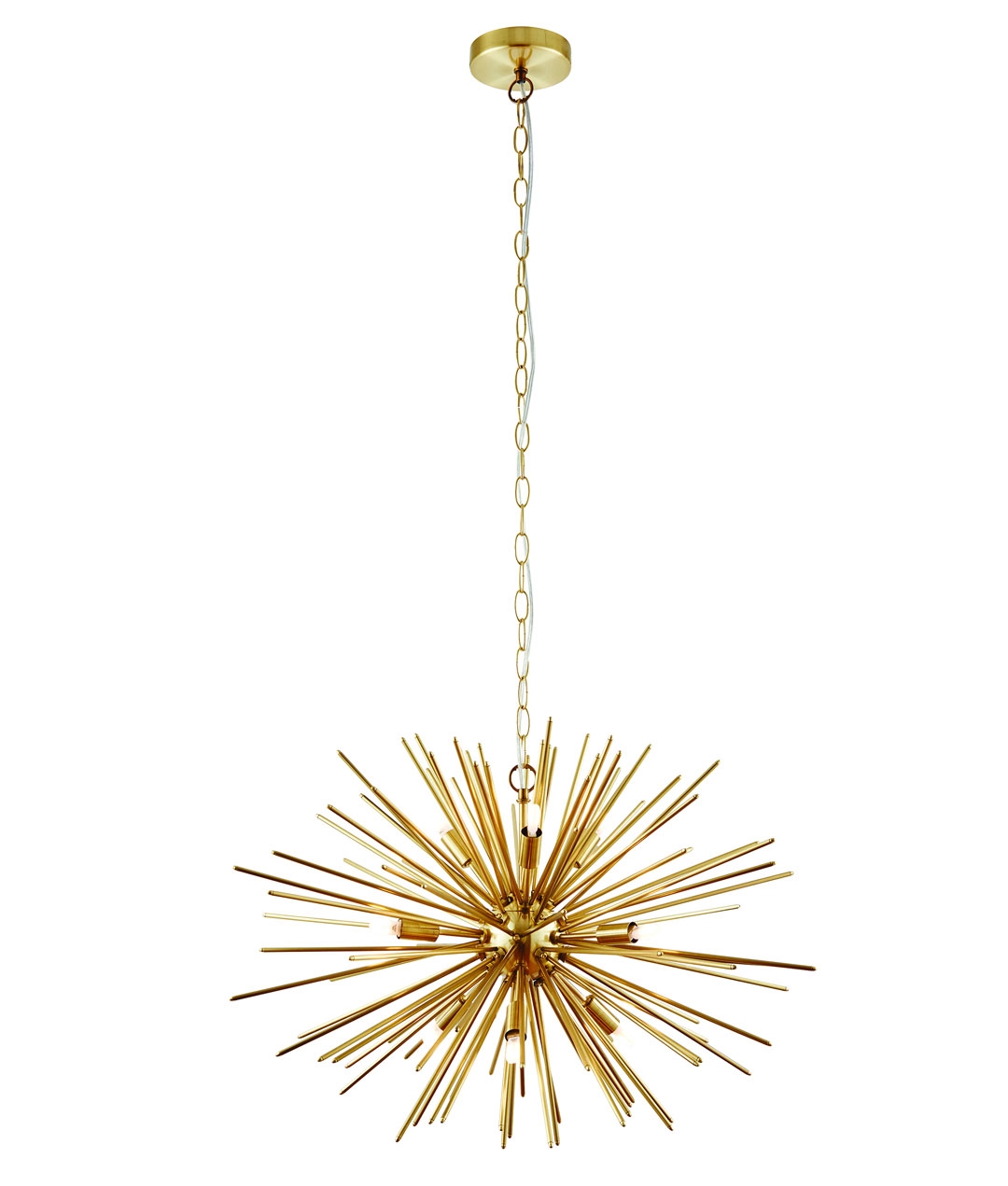 Satin Brass Star Effect Pendant with Chain Suspension