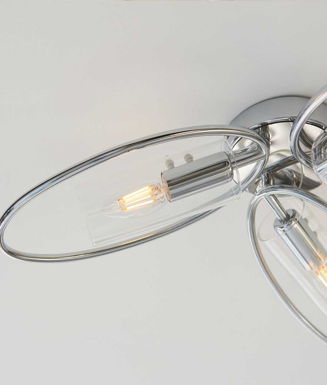Flush Mounted Oval 3 Lamp Ceiling Light - 2 Finishes