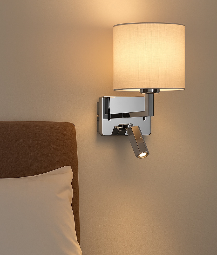USB-C Bedside Wall Light for Optional Shade with LED Adjustable Reader ...