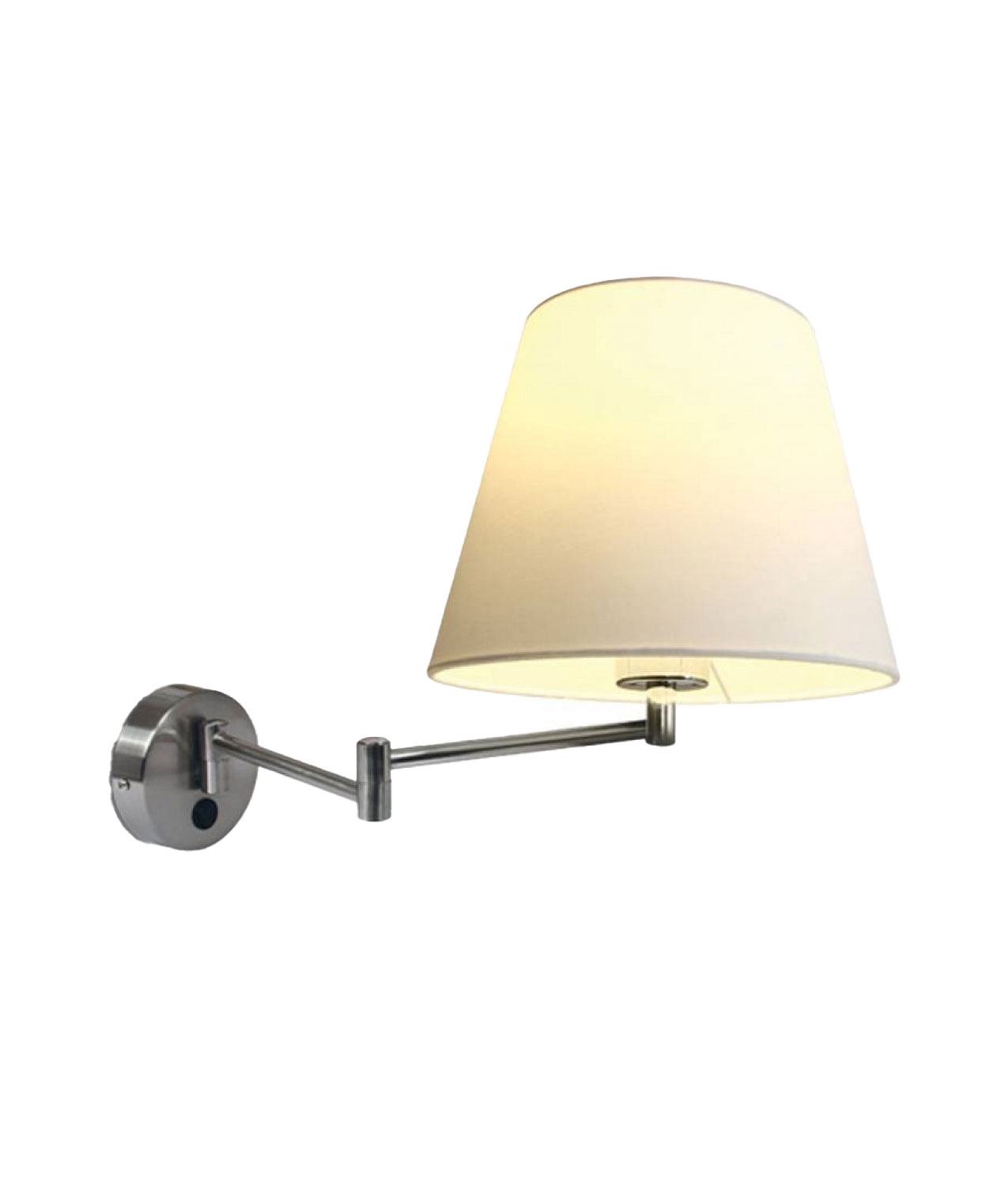 Extending Arm Brushed Chrome Wall Light with White Shade
