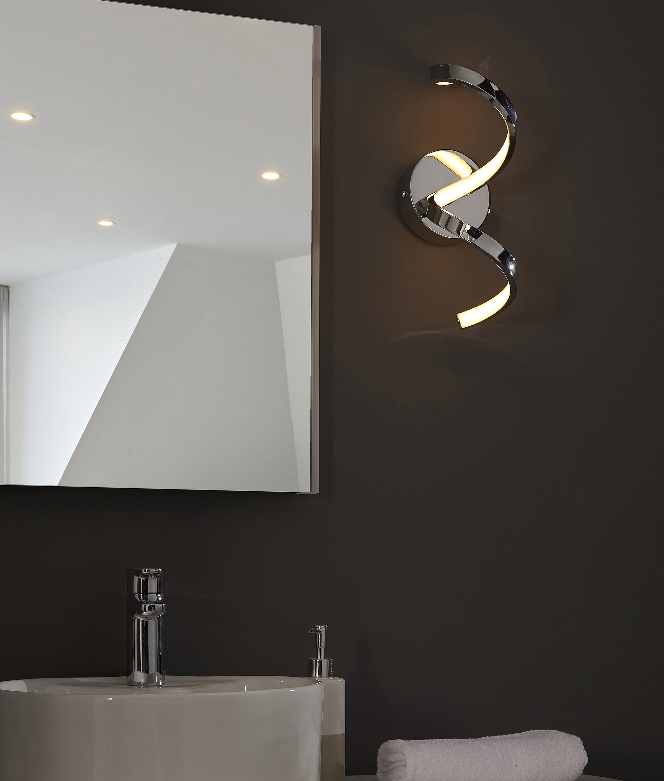 IP44 Unusual Contemporary LED Swirl Wall Light