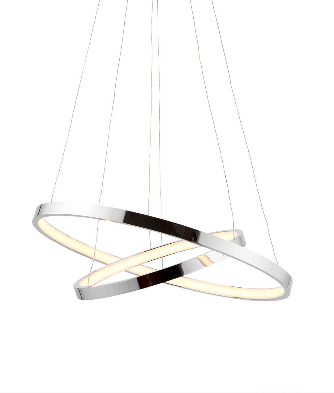 Long-drop Chrome LED Double Ring Suspended ceiling light Pendant