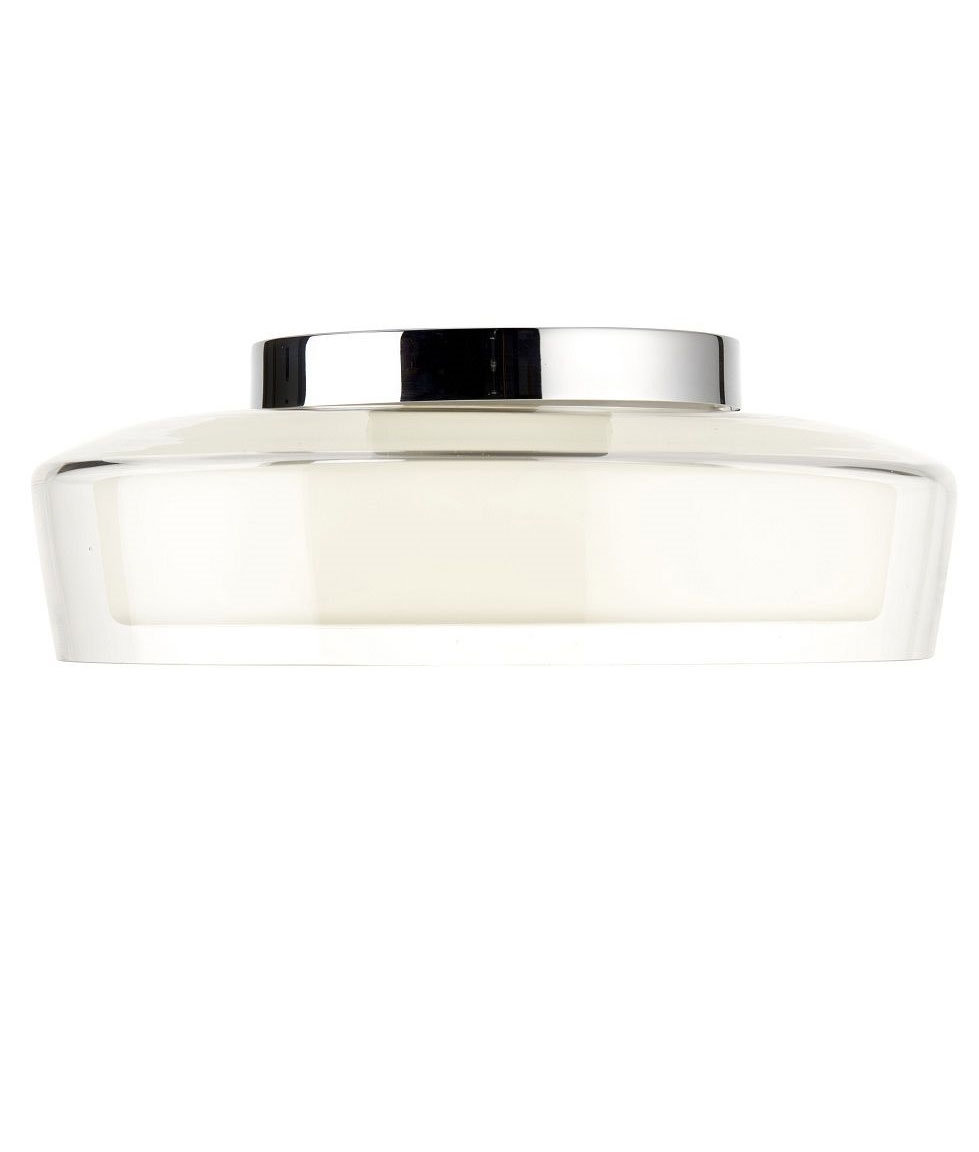 Flush Chrome & Opal Glass Ceiling Light for Bathroom Use - IP44 Rated