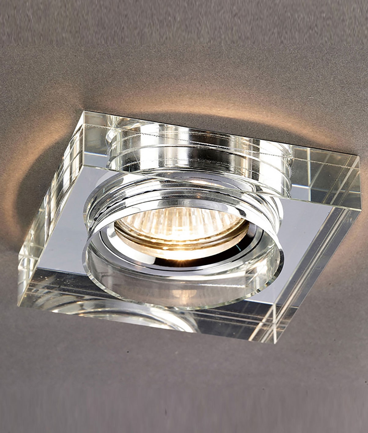 Square Crystal Glass Downlight with Deep Recessed Lamp