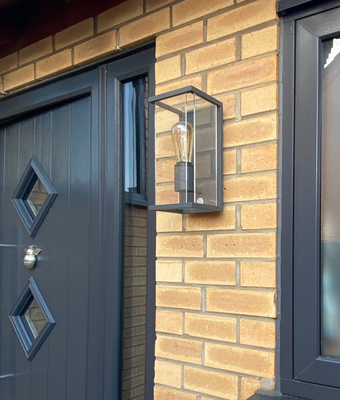 Anthracite Box Wall Light with Clear Glass – PIR or Switched