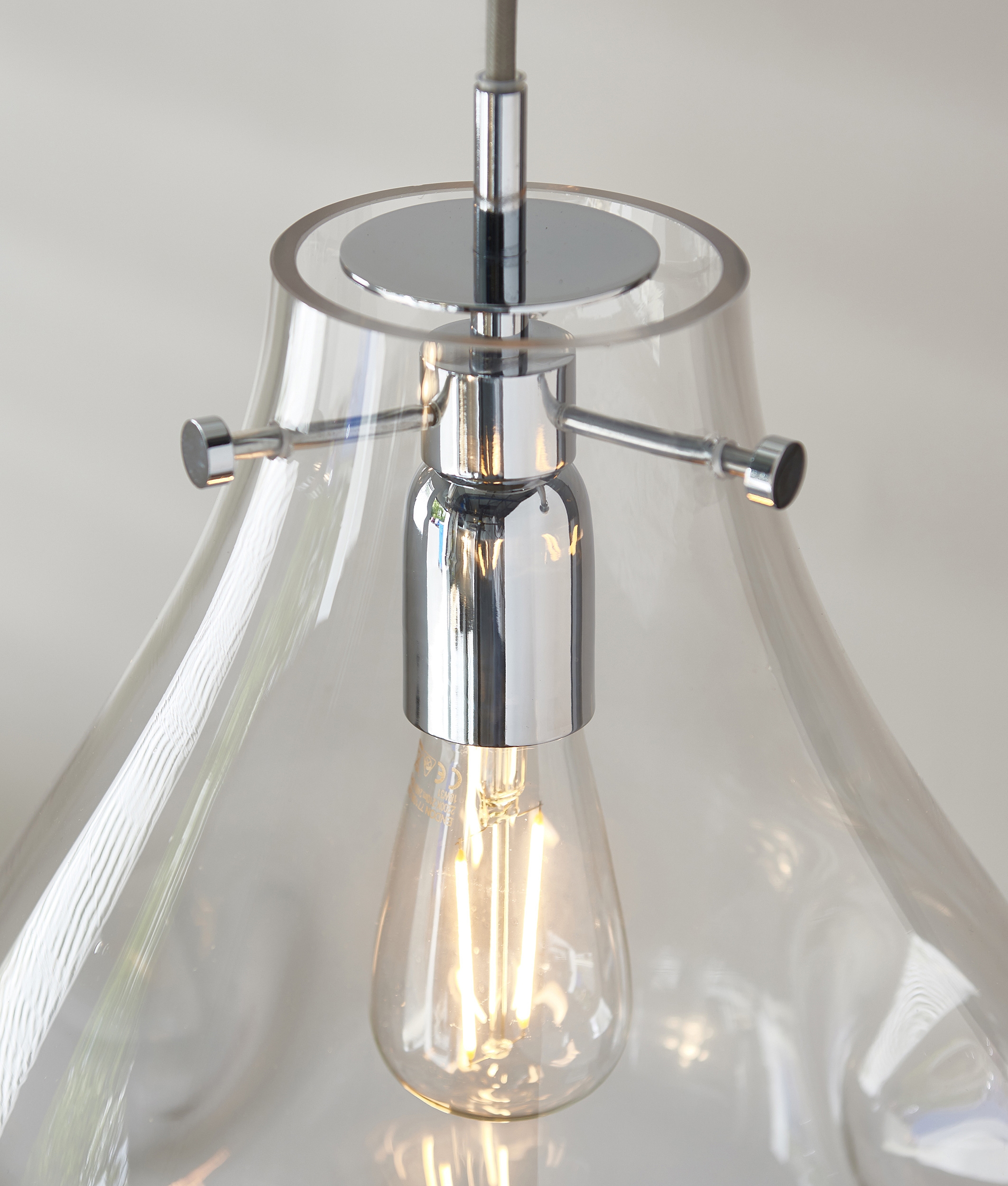 Hand Blown Glass Light Pendant with Clear Dimpled Glass