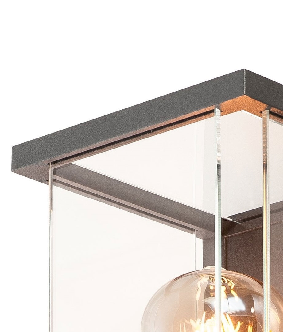 Anthracite Box Wall Light with Clear Glass – PIR or Switched