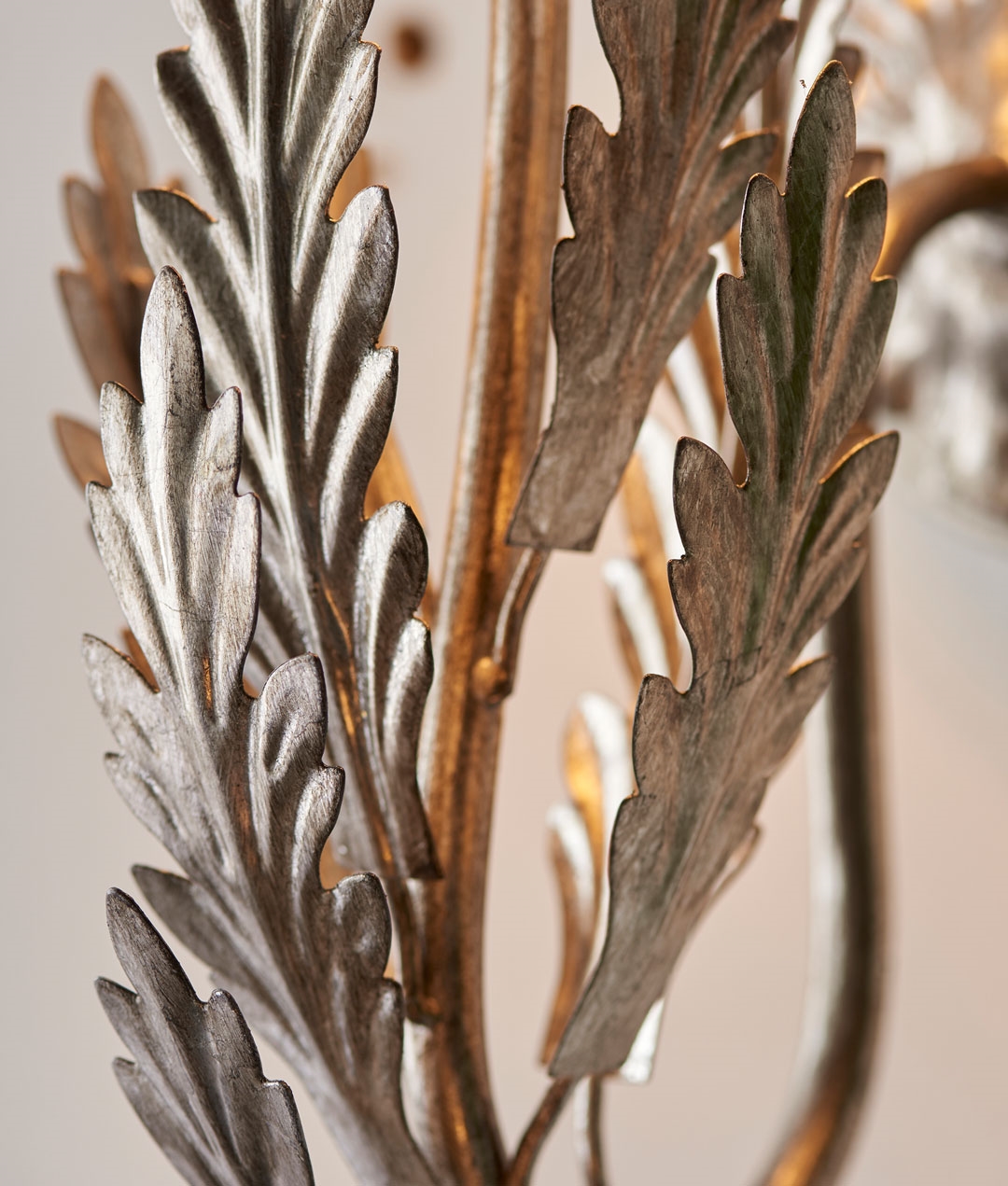 Floral Leaf Opulent Wall Light - Silver or Gold with Shade