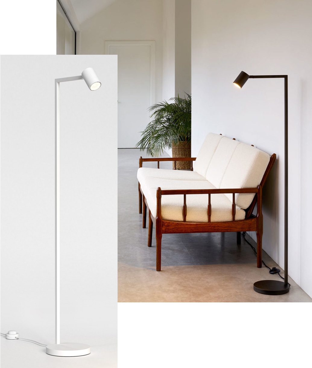 Modern Floor standing Reading Light - White in a Simple Sophisticated Style