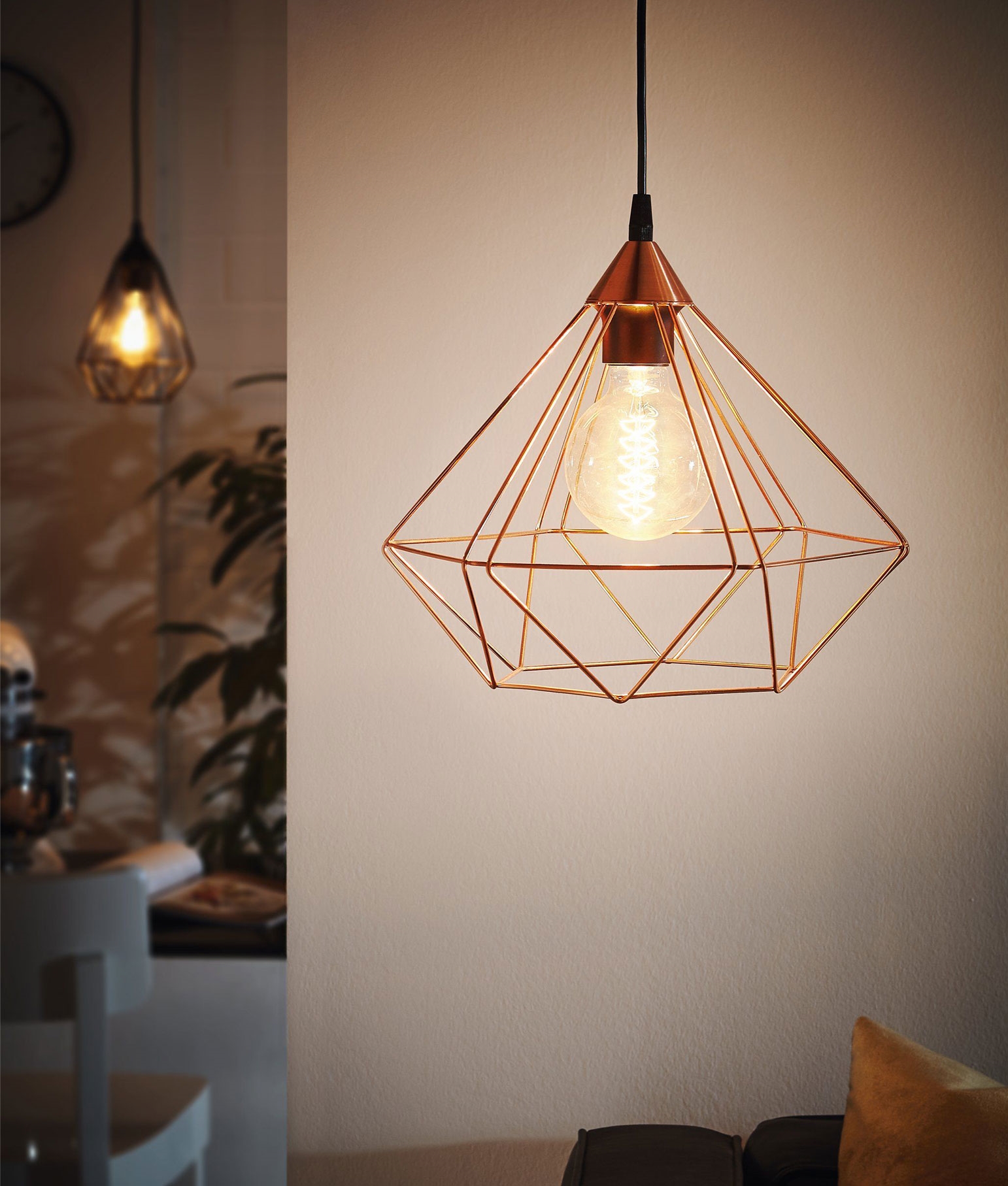 Geometric Metal Cage Hanging Ceiling Light - Jewel Design in Black ...