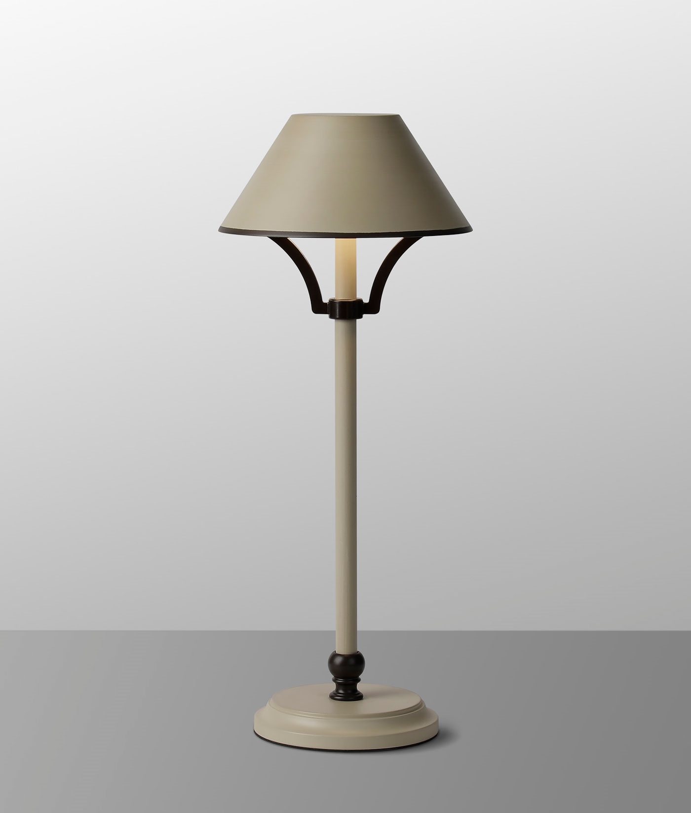 Rechargeable Table Lamp Traditionally Styled with Shade and Gold Detail