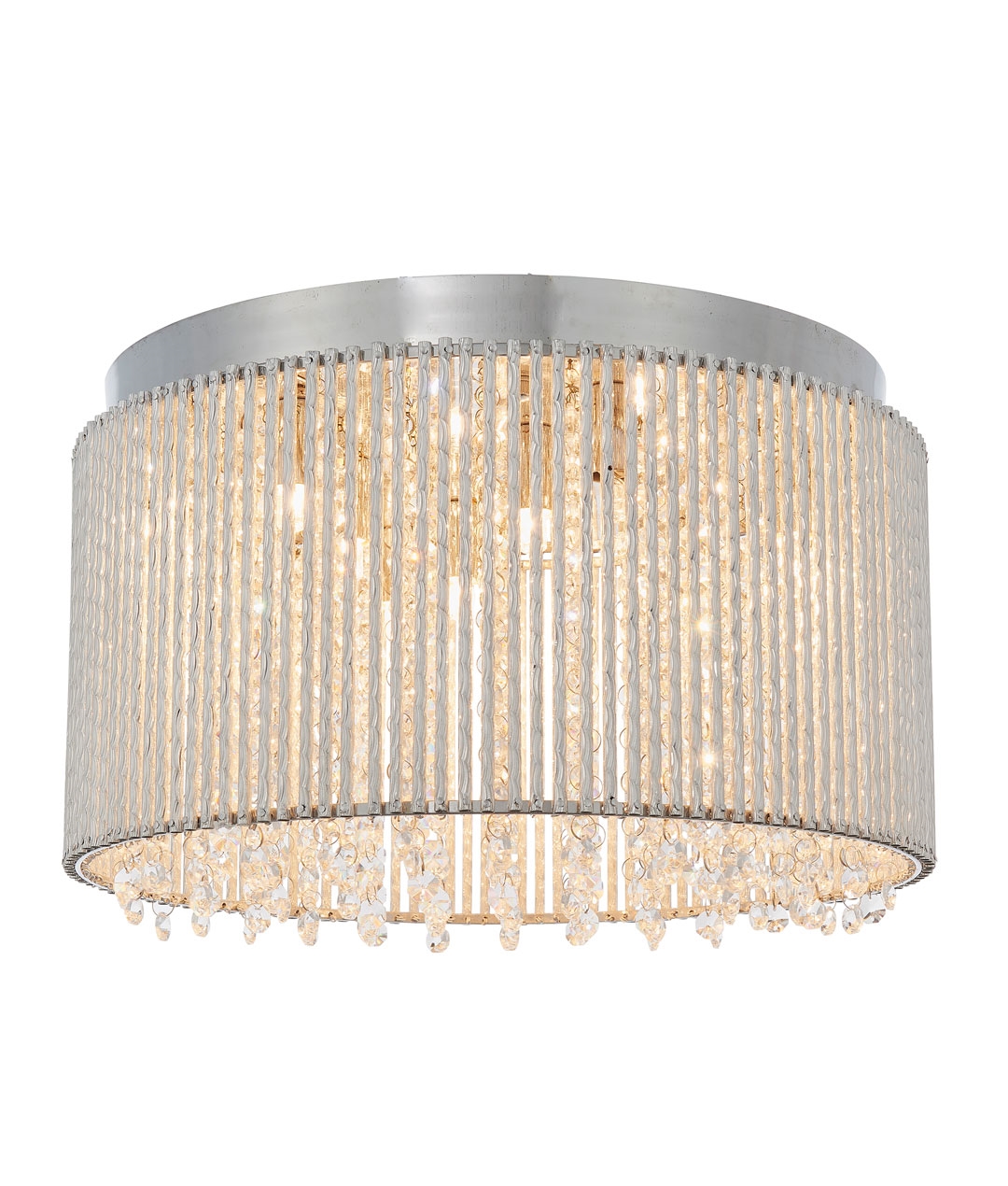 Flush Mounted Chrome & Clear Crystal Ceiling Light