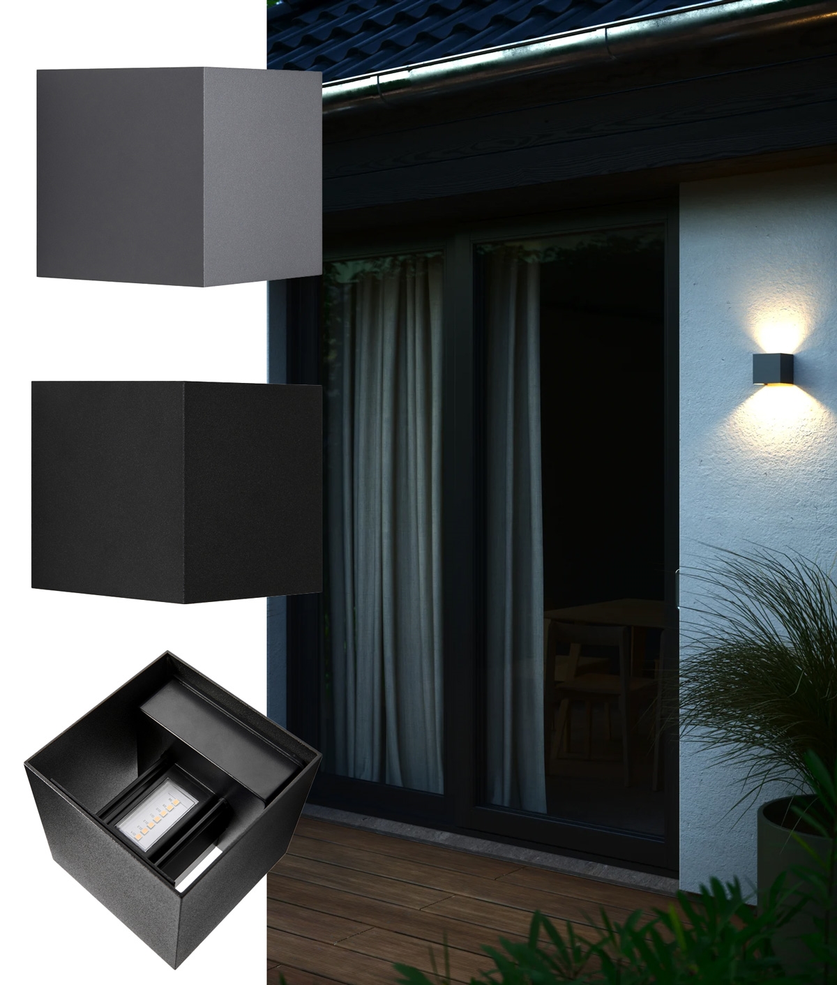 Gobo Filter Square Exterior Wall Light with Integral Energy Efficient LEDS