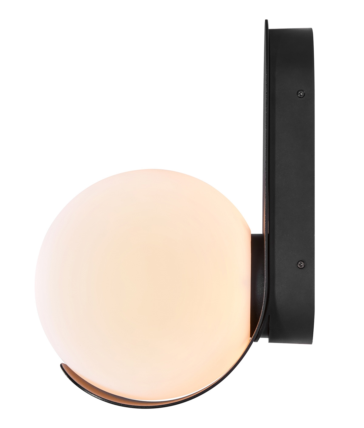 Modern Opal Globe Shade and Black Wall Bracket Exterior Wall Light