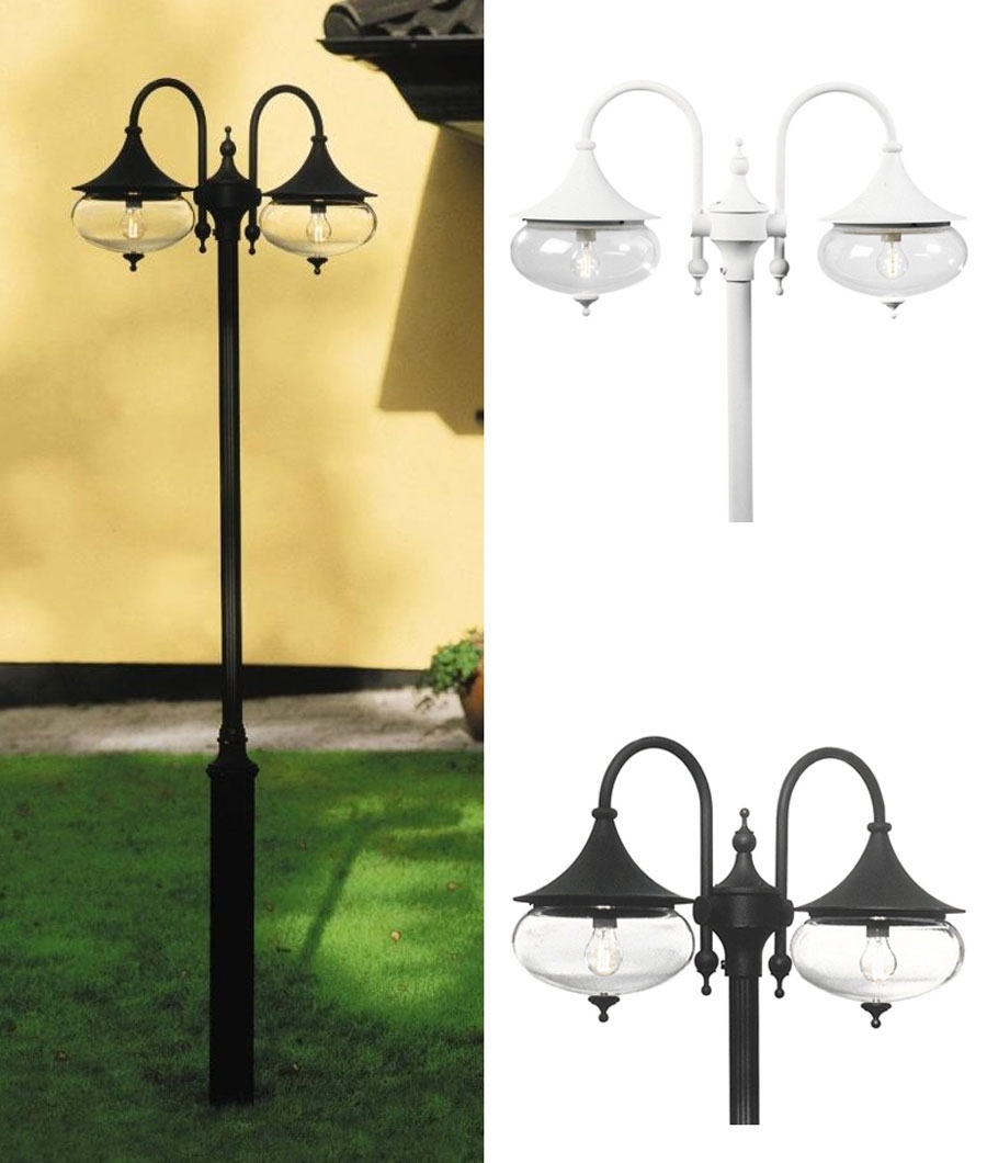 Double Lantern Clear Glass Modern Lamppost Light