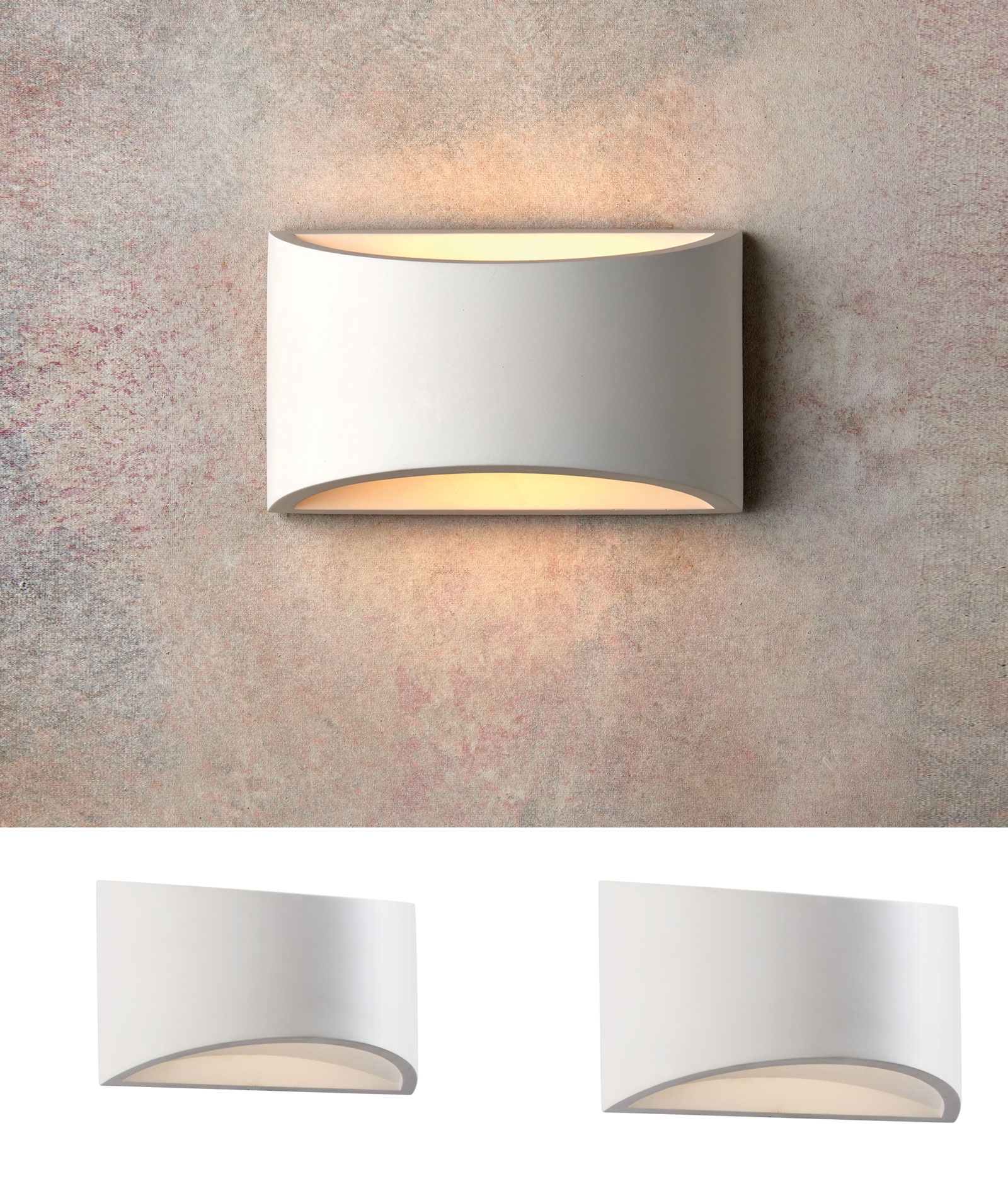 Back to the wall Plaster Wall Wrap-Around Wall Light - 2 Sizes