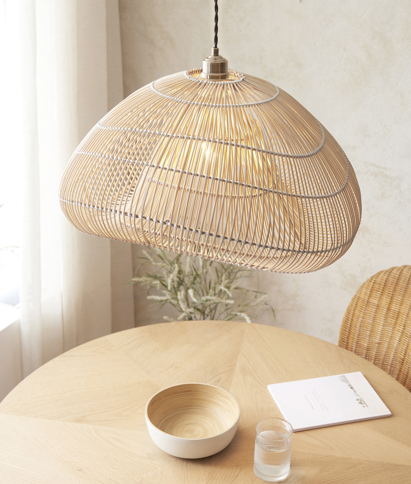 Curved Natural Rattan Shade for Existing Ceiling Flex