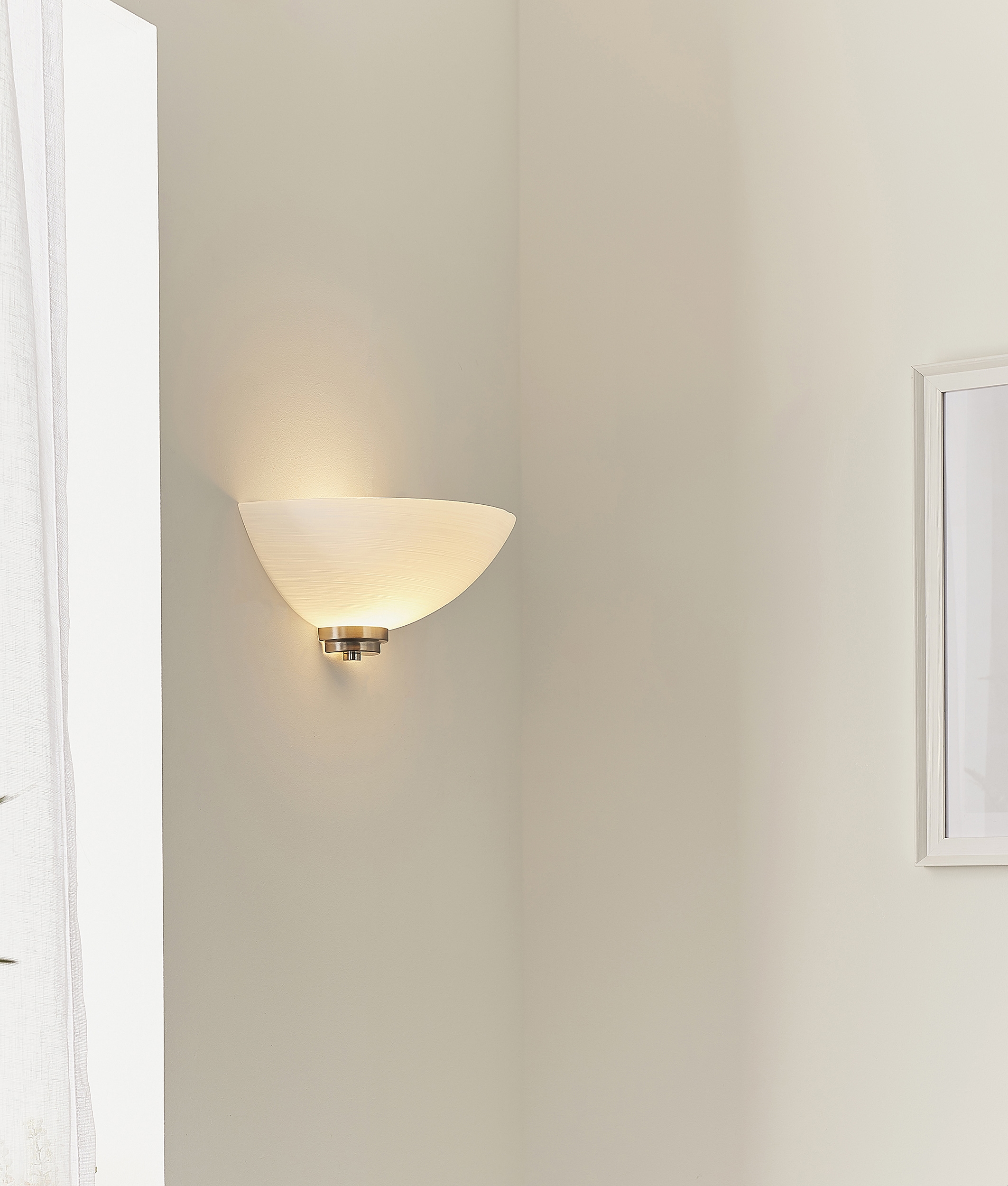 Opal Glass Bowl Wall Uplight - a Wall Sconce with Satin Chrome or ...