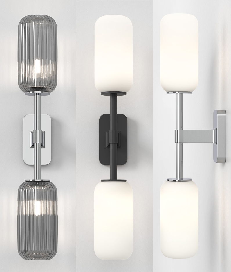 Tulip or Cylindrical Glass Double Wall Light in 3 Finishes & IP44 Rated