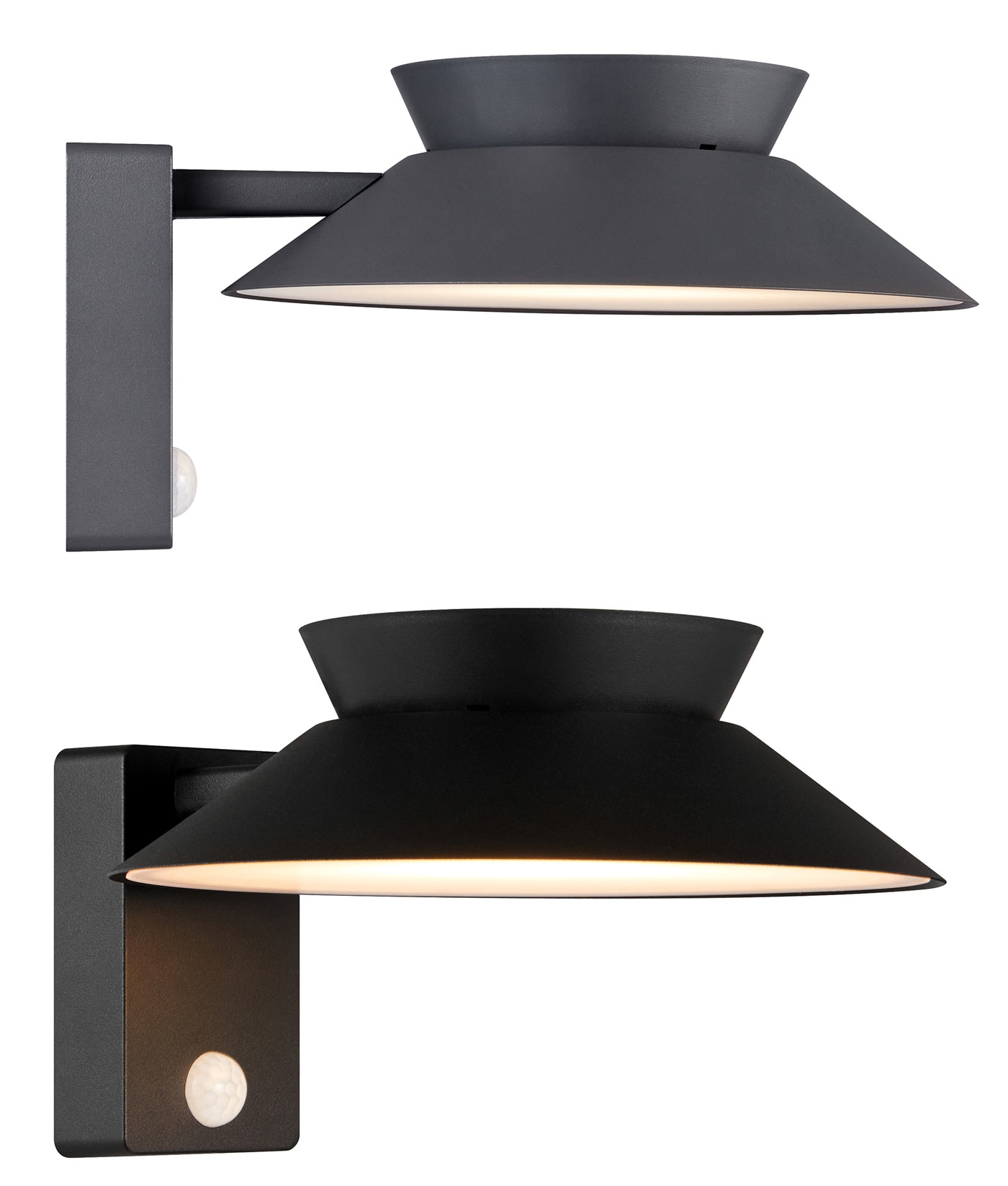 PIR Solar Powered LED Wall Light - Nordic Design - Black or Grey