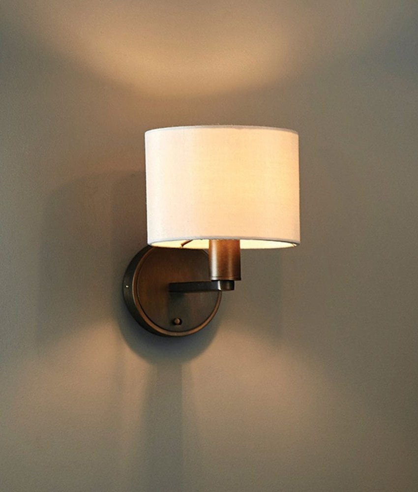 Modern Switched Wall Light with Fabric Shade