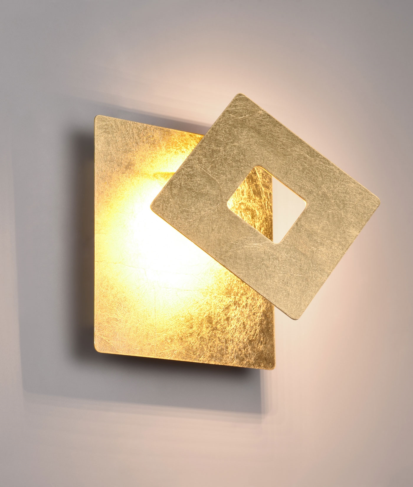 LED Square Wall Light with Adjustable Centre Light Source - Gold