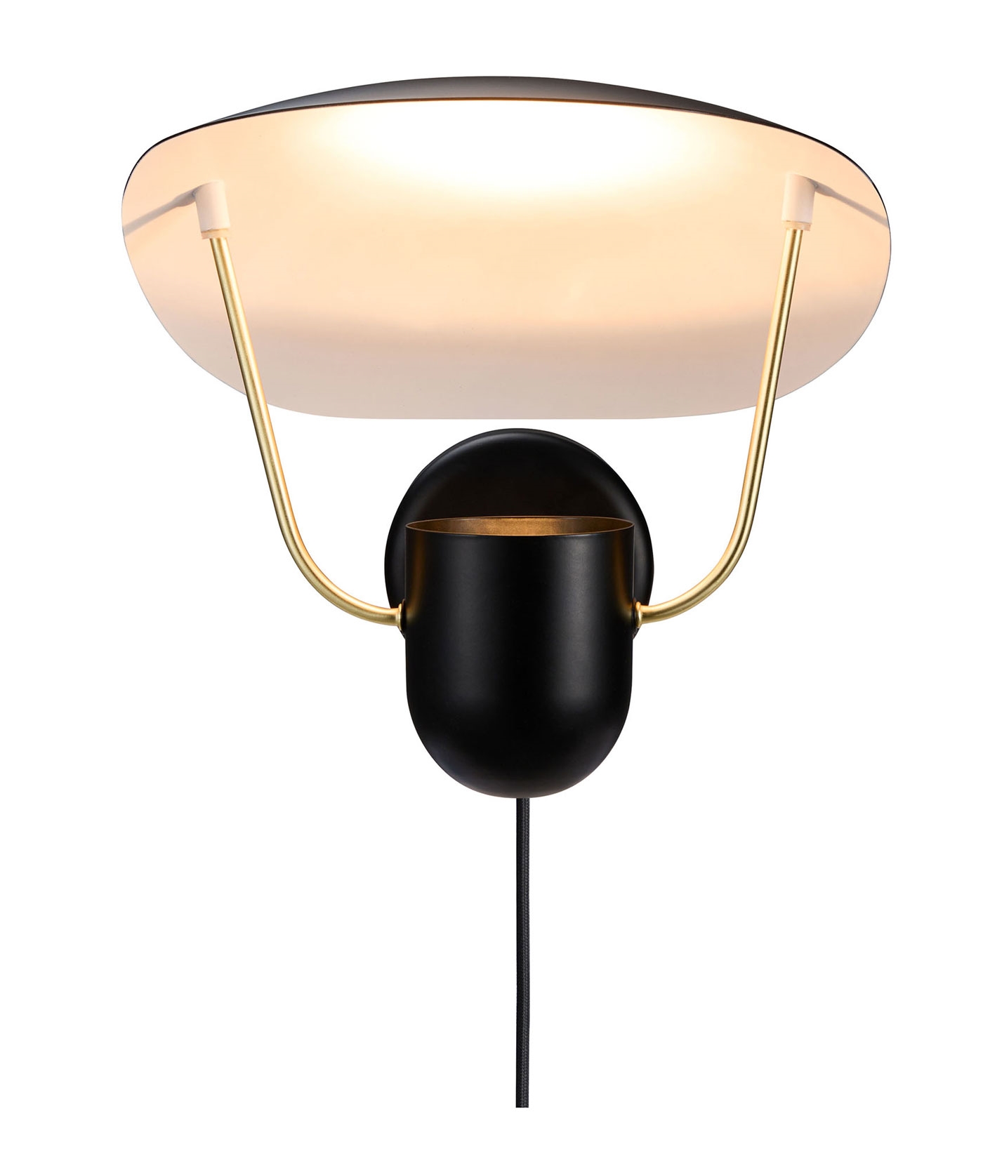 Black and Brass Detailed Wall Light with Reflective Shade