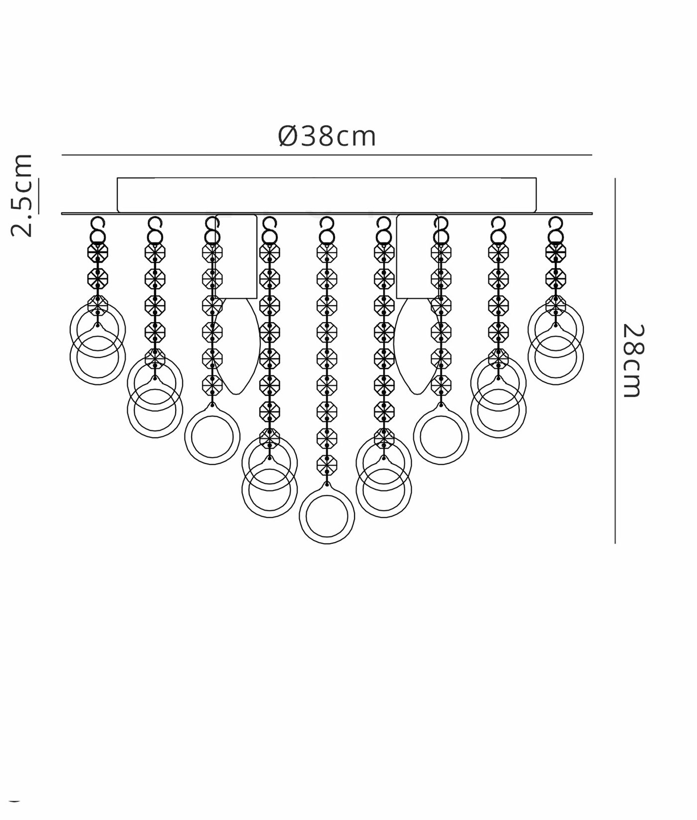 Chrome Round Flush Ceiling Light with Crystals and Circular Details