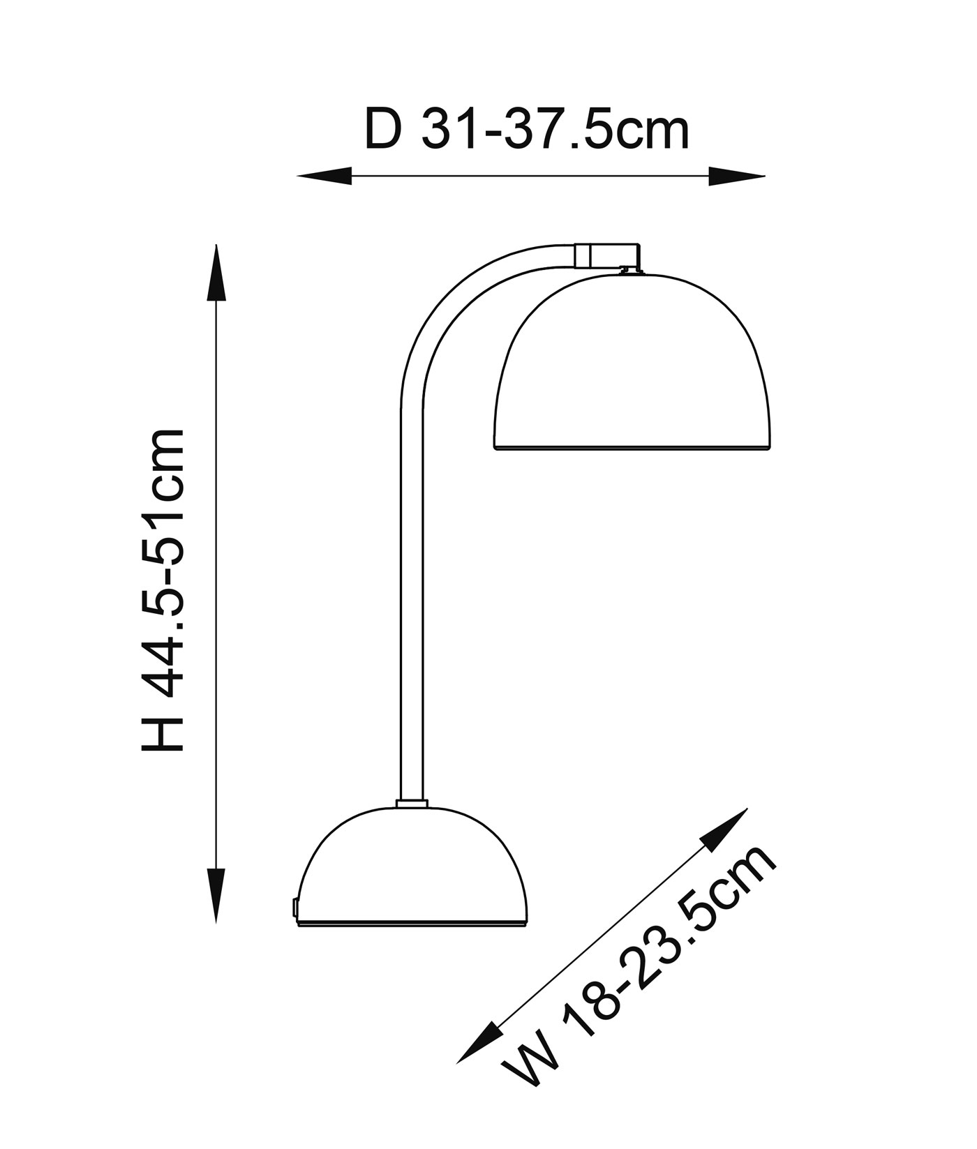 Adjustable Black Shaded Table Lamp - Scandi Design