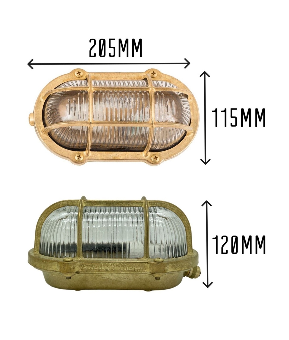Marine Slimline Bulkhead with Prismatic Glass - Width 210mm