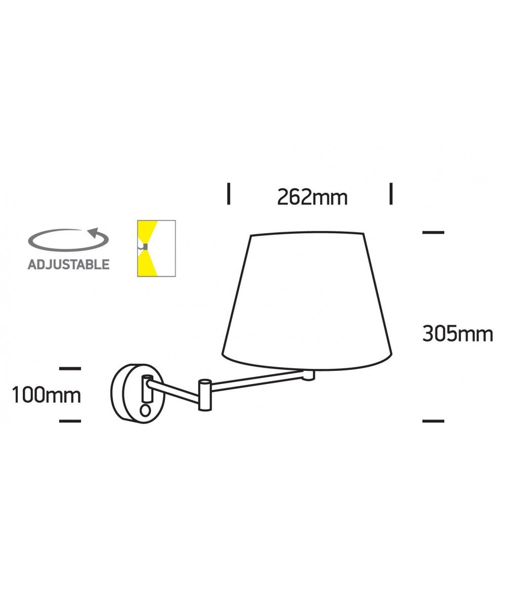 Extending Arm Brushed Chrome Wall Light with White Shade