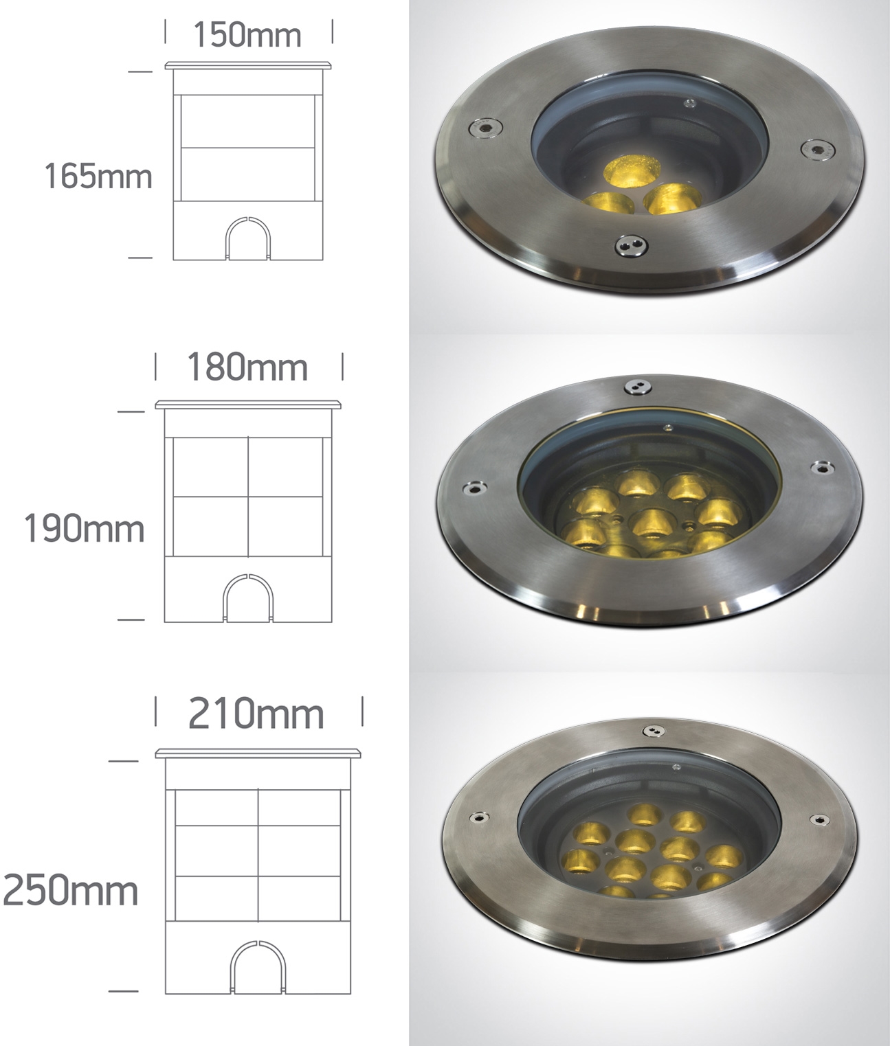 One Light 69074A/W SS316L IP67 INGROUND ADJUSTABLE 3x1,5W WW 36deg 230V ...