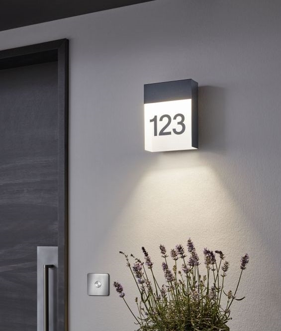 Clear Glass & Black Aluminium House Number Light