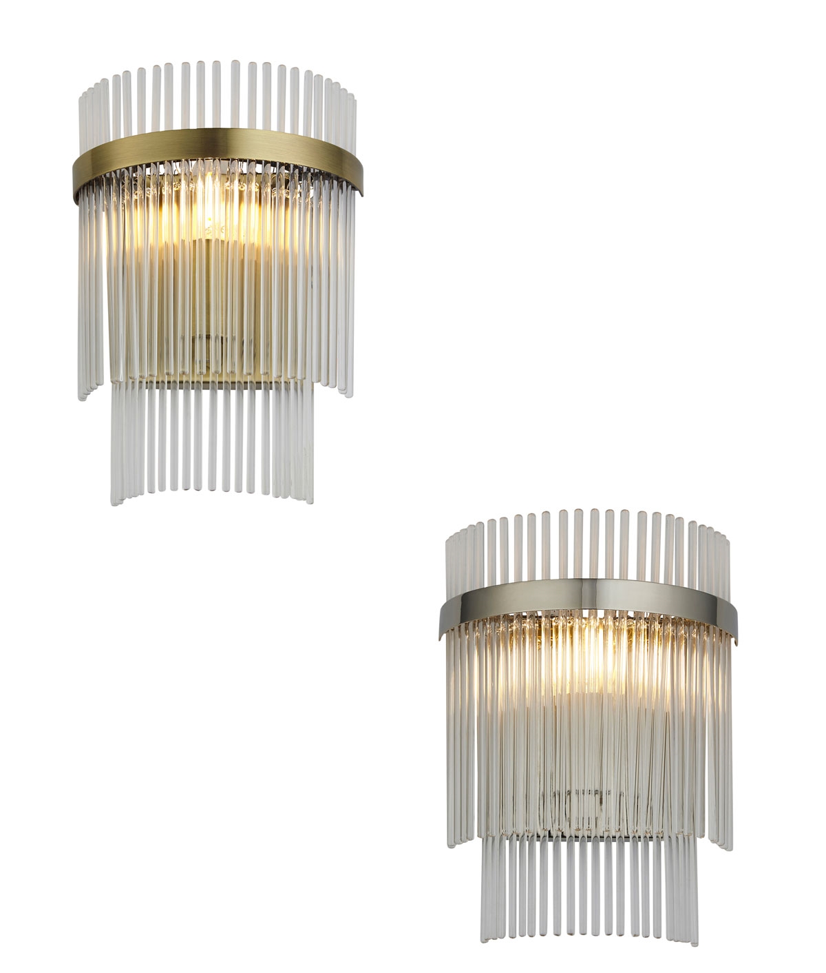 Flush Mounted 2 Tier Wall Light with Pretty Glass Rod Detailing