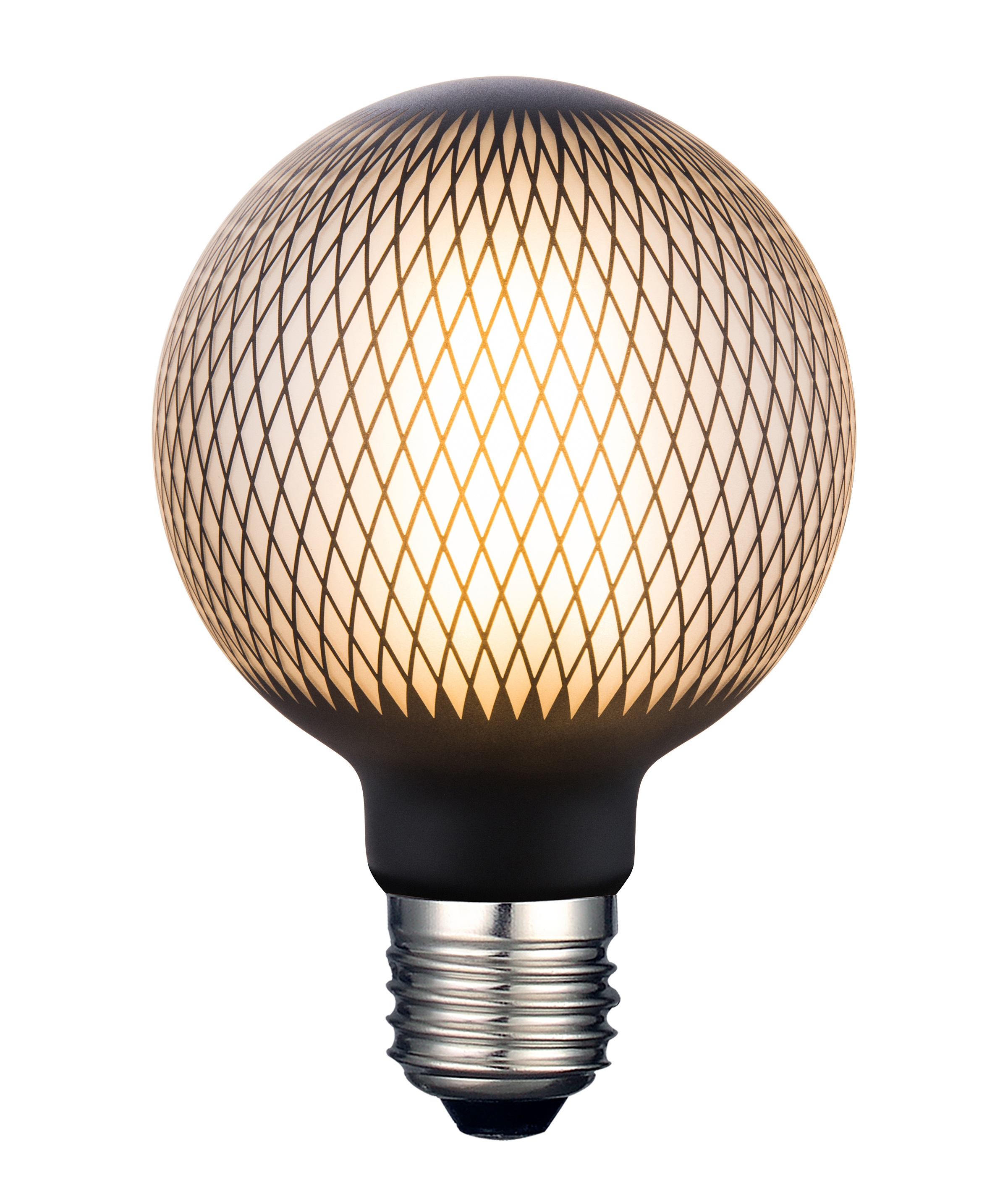 E27 LED 4W Diamond or Dot Patterned Globe Lamp - Gold, Black or Silver