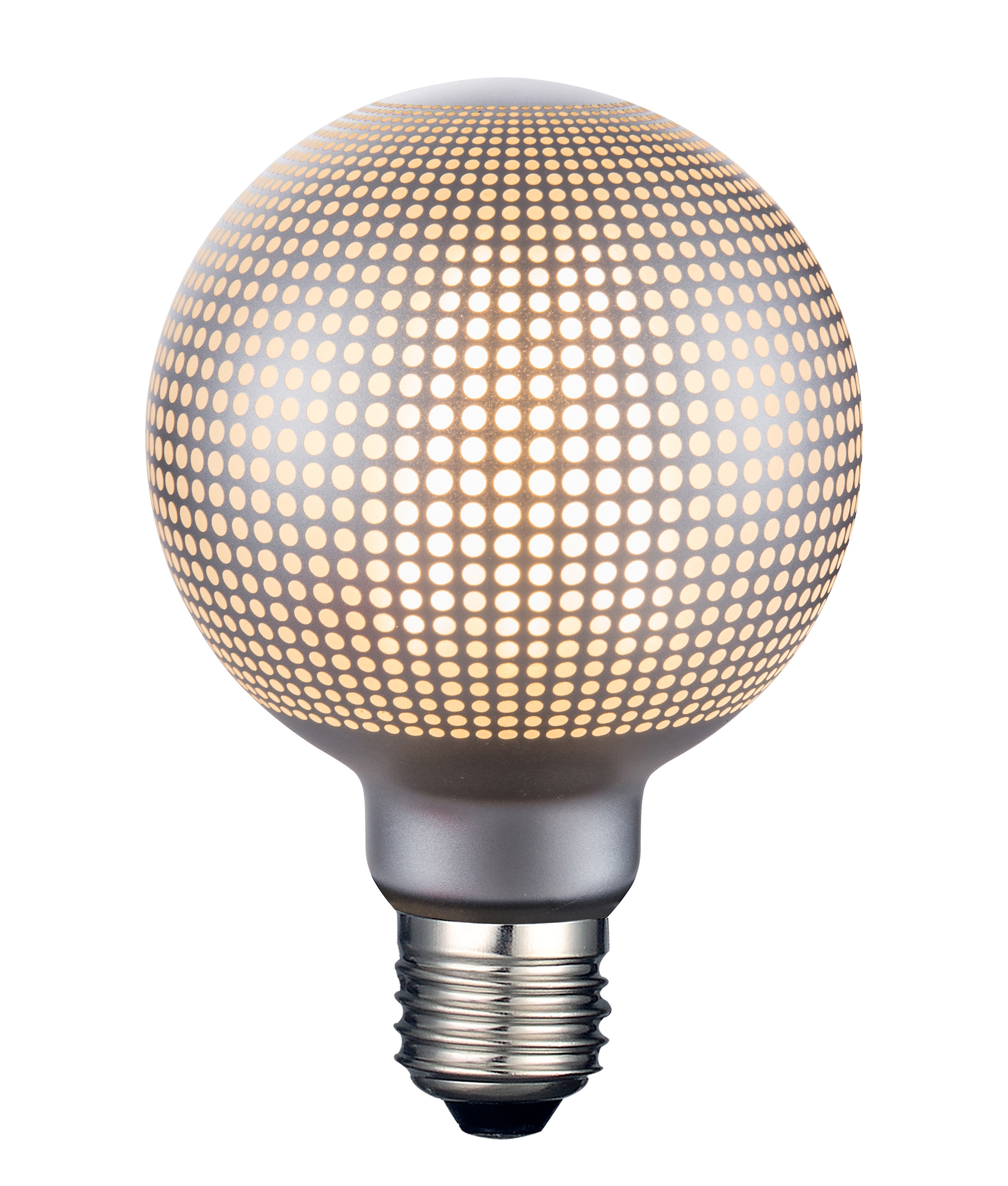 E27 LED 4W Diamond or Dot Patterned Globe Lamp - Gold, Black or Silver