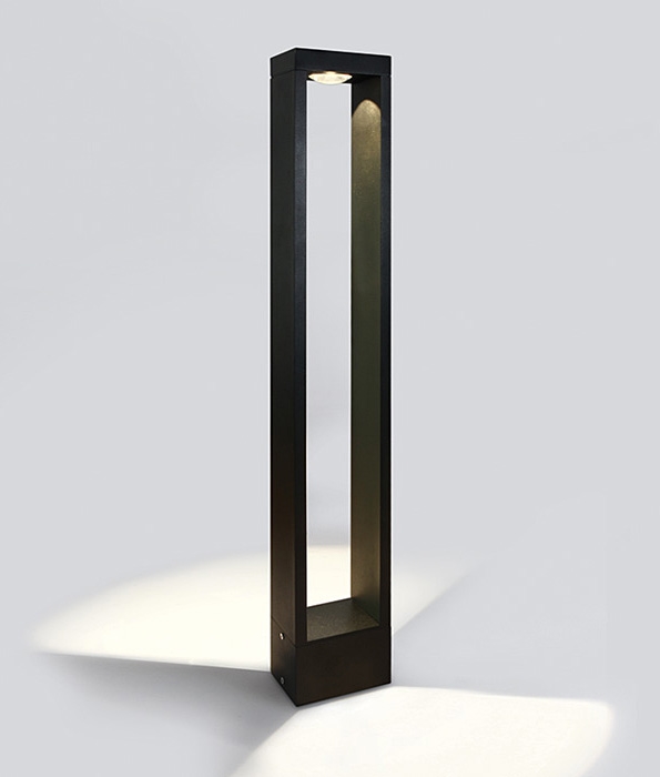 Hidden LED Rectangular Black Modern Exterior Bollard & Short Post Light