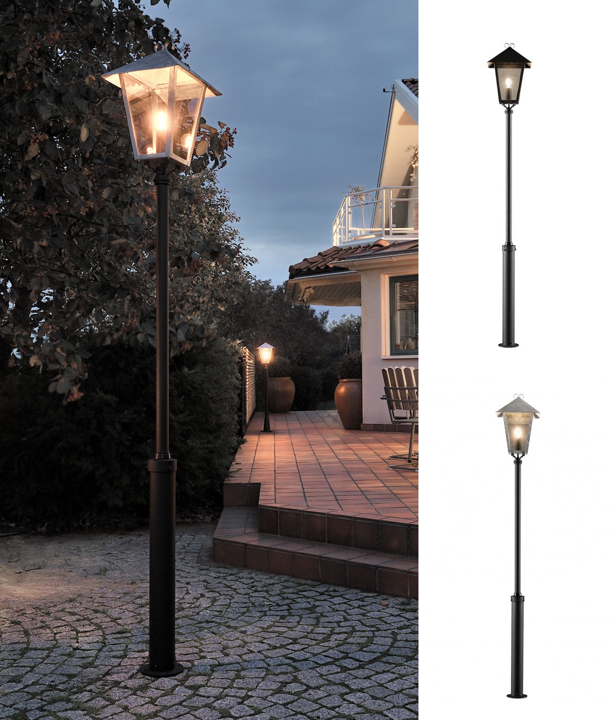 Traditional Exterior Lamppost in Galvanised Steel or Black Finish