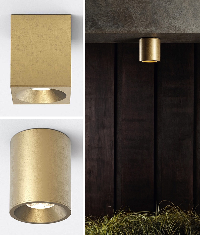 Solid Brass Surface Mounted Downlight - Built-in LED or GU10 Round or ...