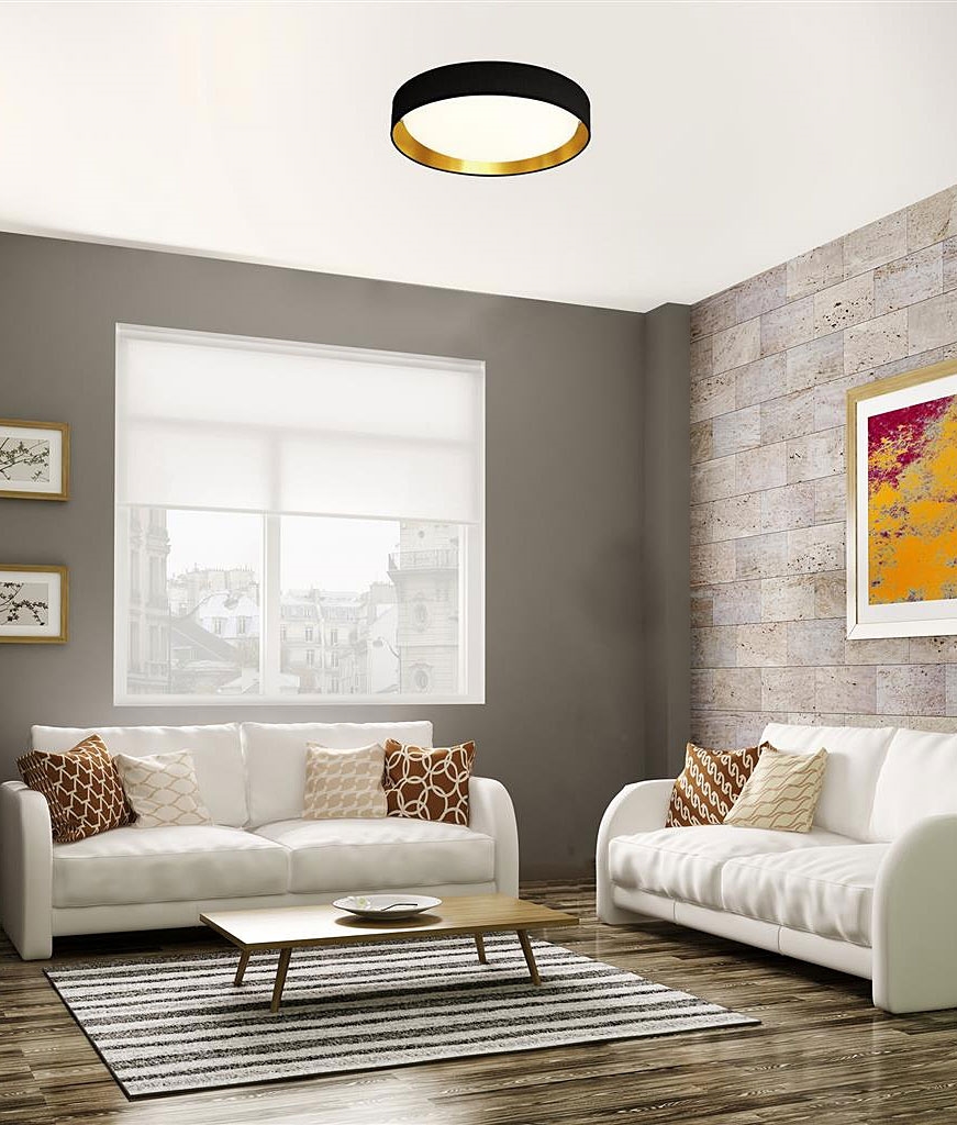 LED Flush Round Ceiling Light with Domed Diffuser - 3 Fabric Options