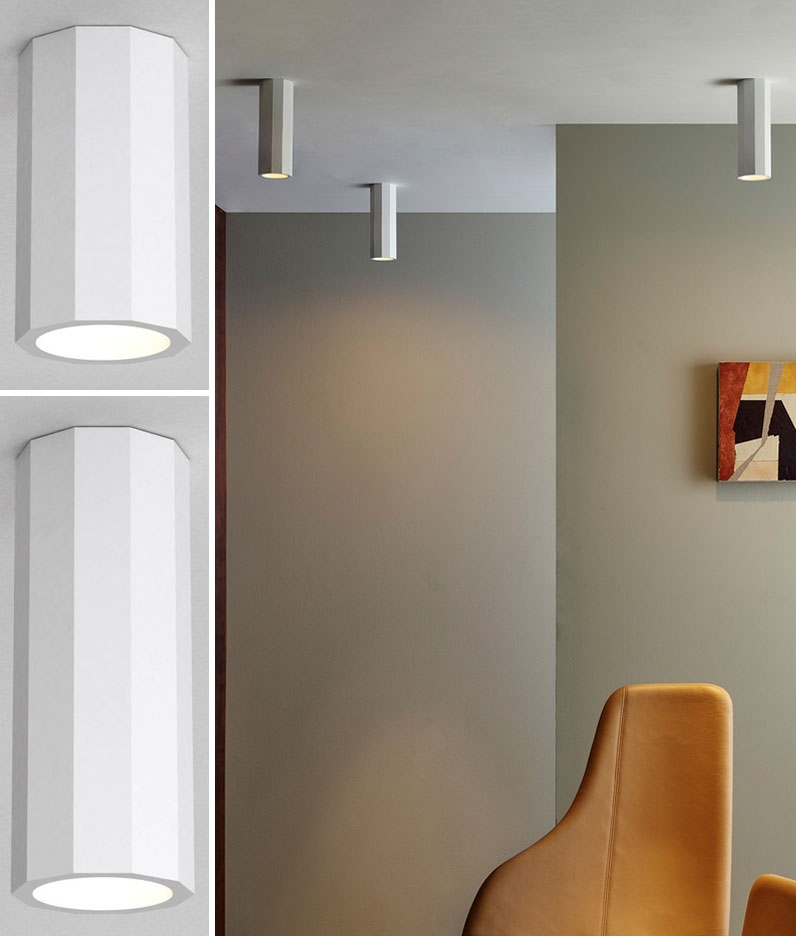 Plaster Surface Mounted Tube Downlight - Multifaceted Designs