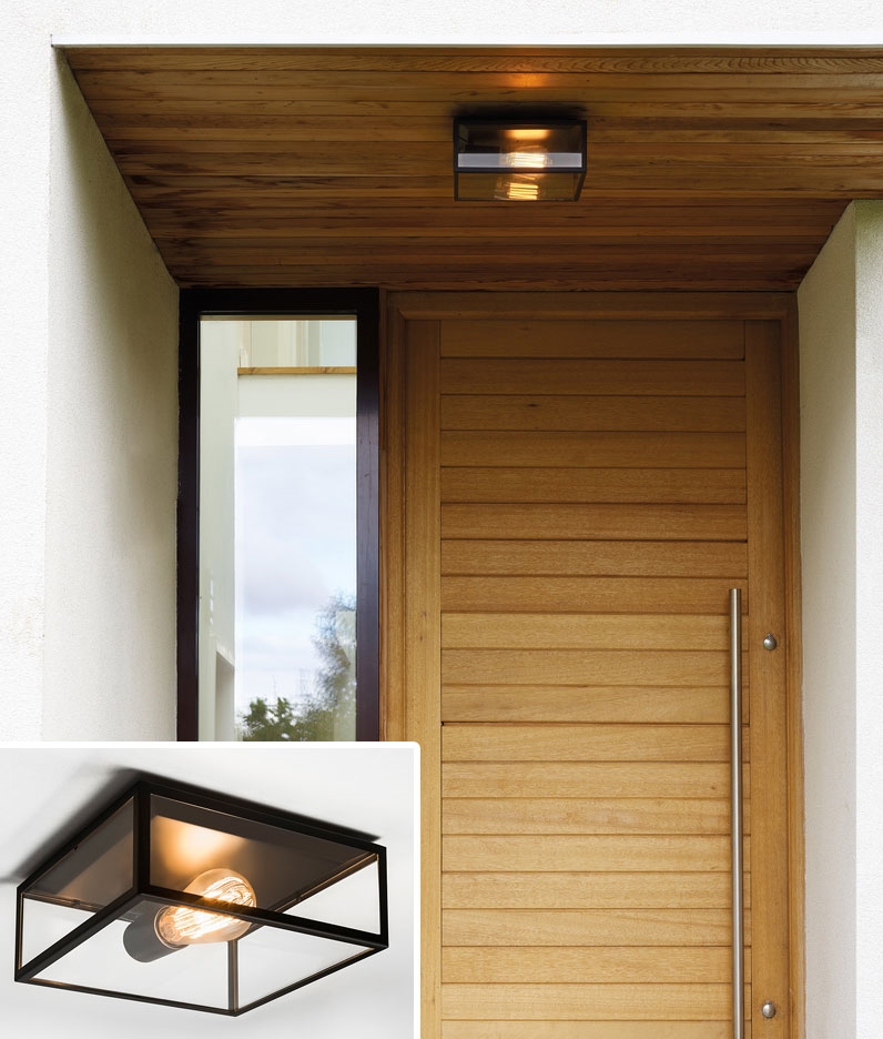 Porch Light Square Design with Black Frame and Clear Glass IP23