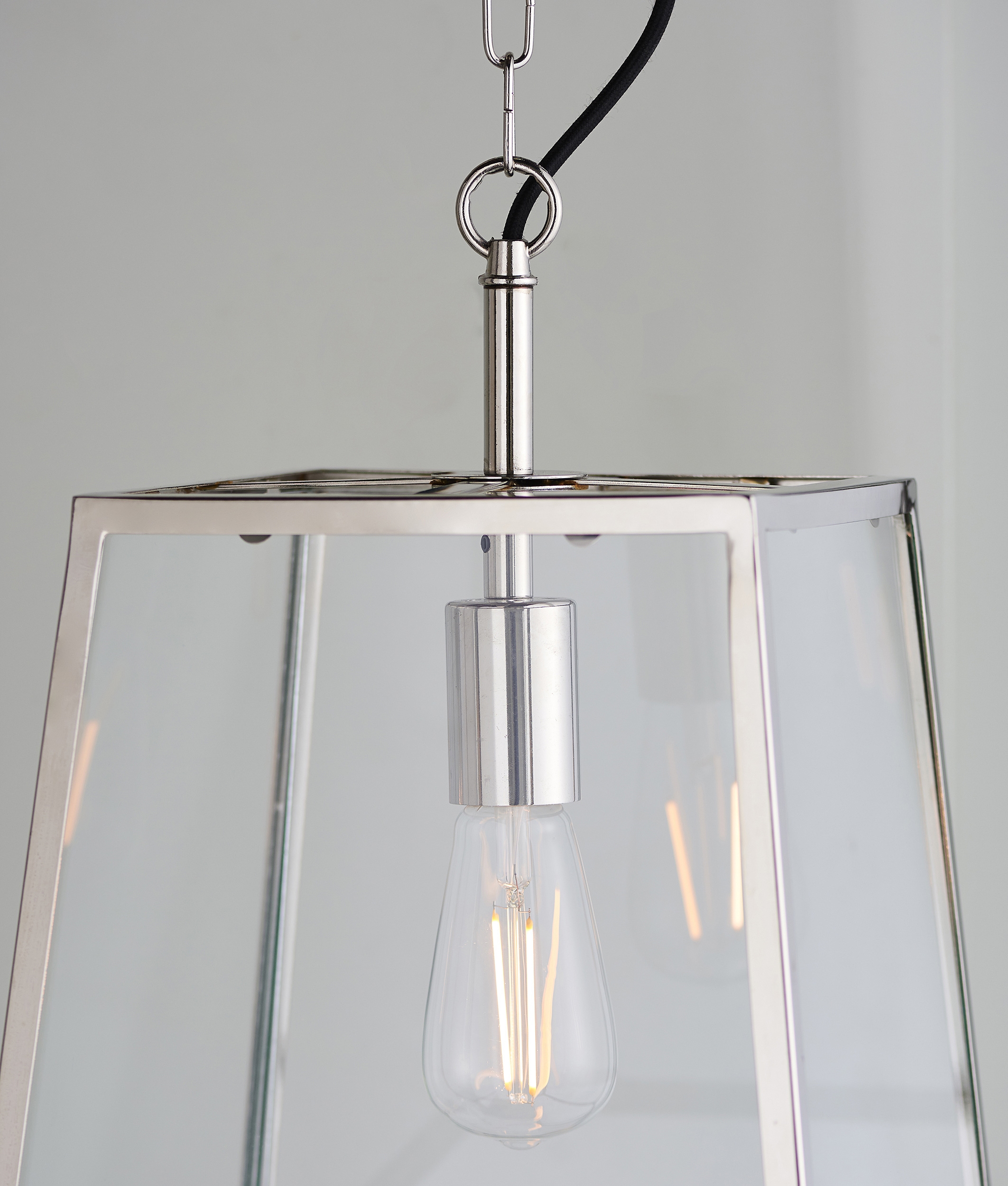 Tapered Box Pendants with Clear Glass - Brass, Nickel or Black