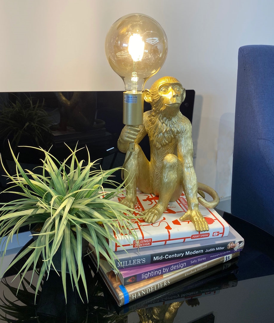 Monkey Table Lamp - Gold