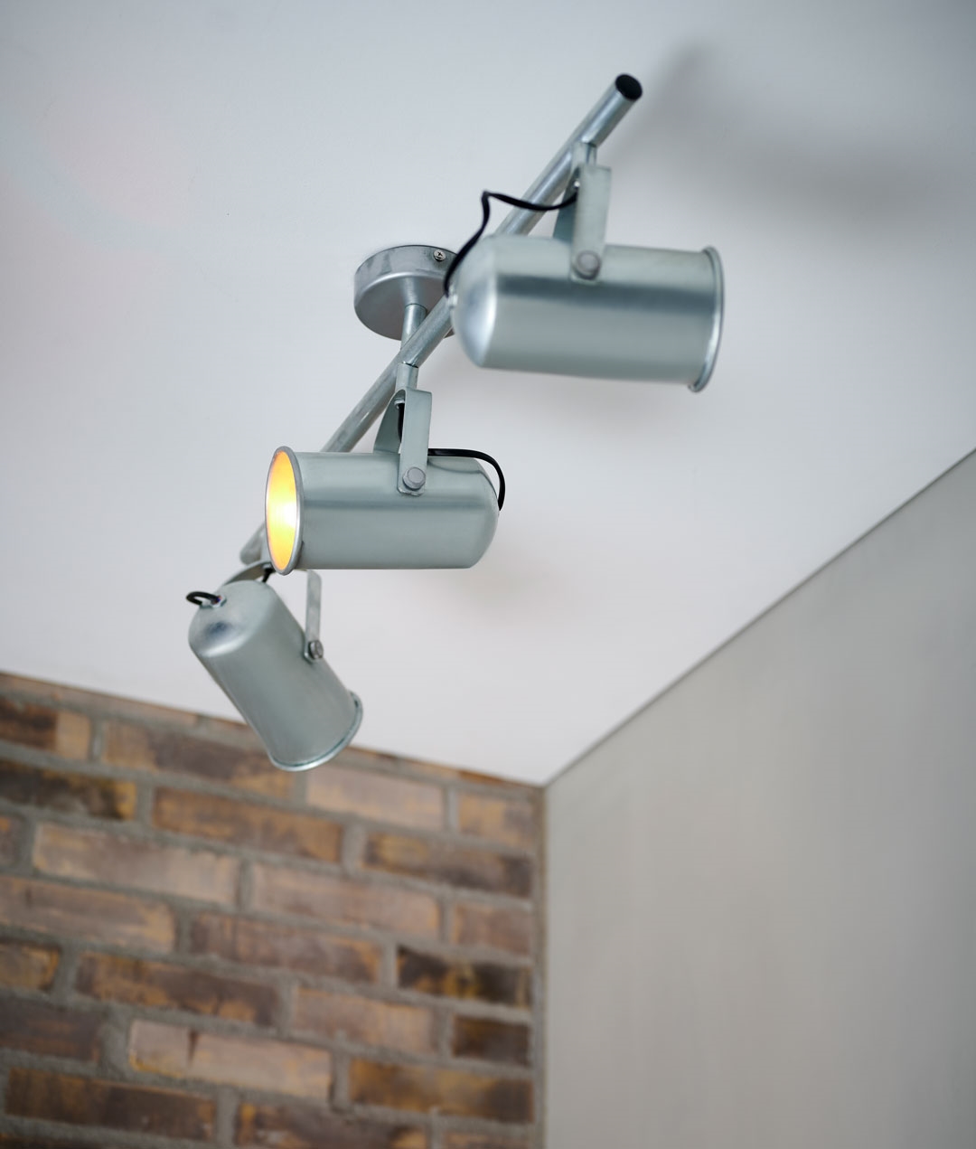 Industrial Style Triple Adjustable Light Bar in Galvanised Steel